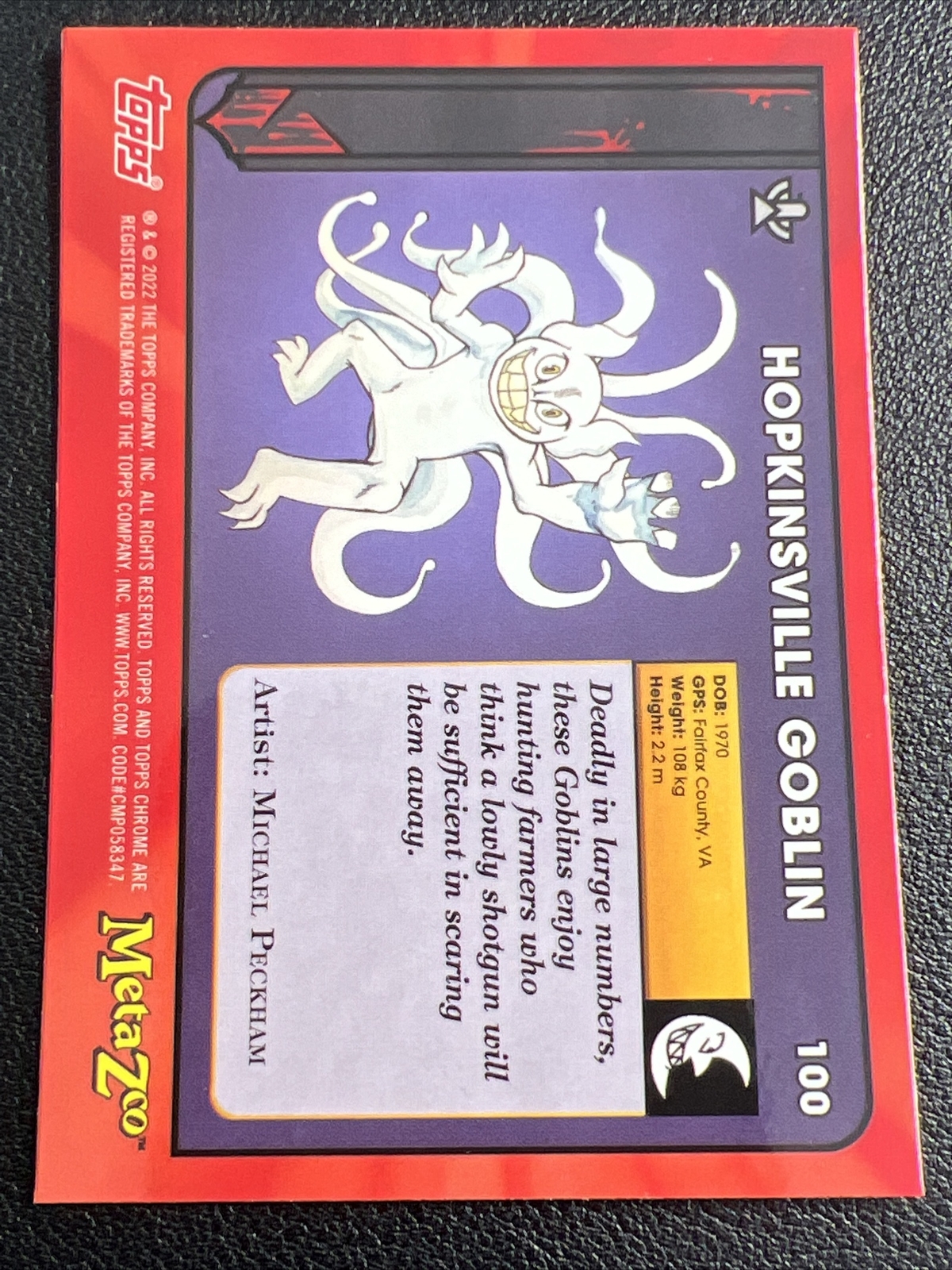 Topps Chrome Metazoo Cryptid Nation HOPKINSVILLE GOBLIN X-Fractor Holo ...