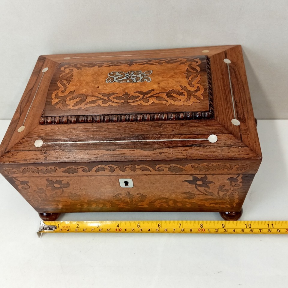 William IV Rosewood Sarcophagus inlaid Box c1830 sewing jewellery box ...