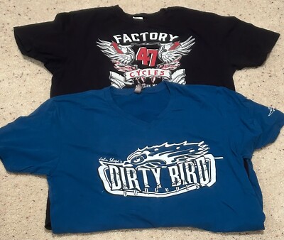 2 Rare Motorcycle Shirts, Factory 47 & Dirty Bird, Mens Large | eBay