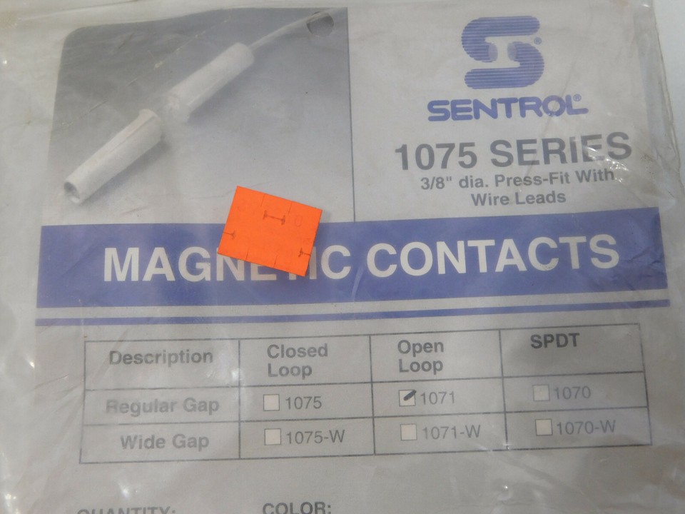 Sentrol Series 1075 Series Magnetic Contacts 1071 Open Loop 3/8" Dia ...