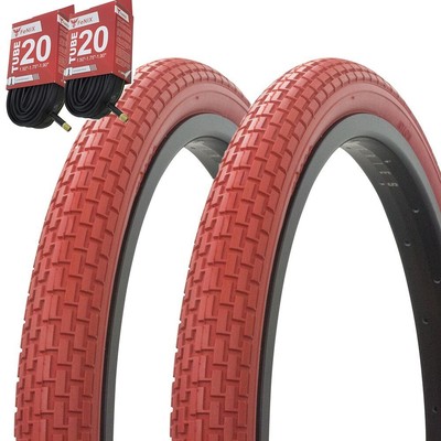 1PAIR! Bicycle Bike Tires & Tubes 20" x 1.75" Red/Red Sidewall G-5009 ...