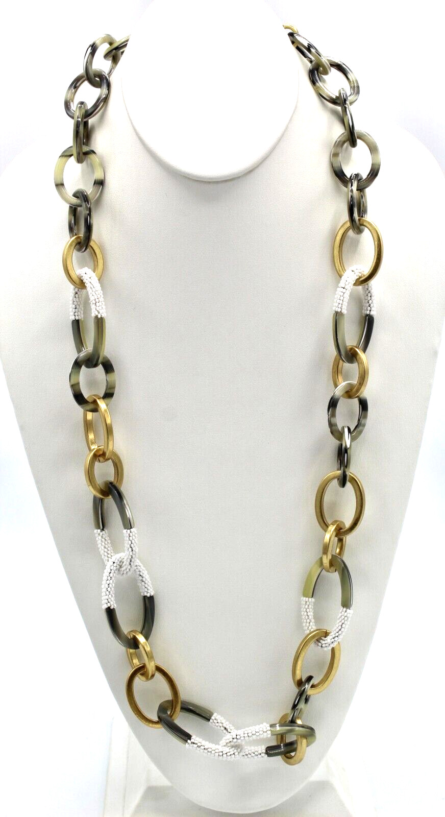 J Crew Necklace Seed Bead Faux Tortoise Shell Long 30… - Gem