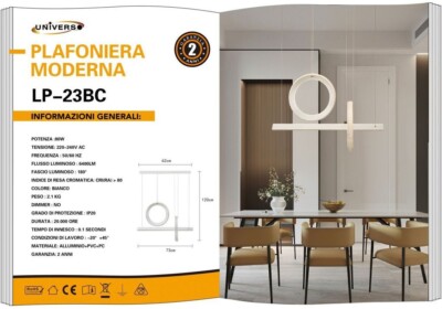 x Plafoniera UNIVERSO LED Bianca 80W 6400lm LP-23BC 62x120x73cm Design ...