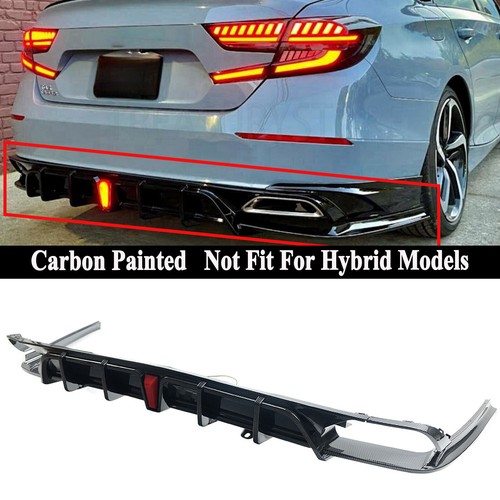 For Honda Accord 2018-2020 Carbon Fiber Look LED Rear Bumper Splitter ...