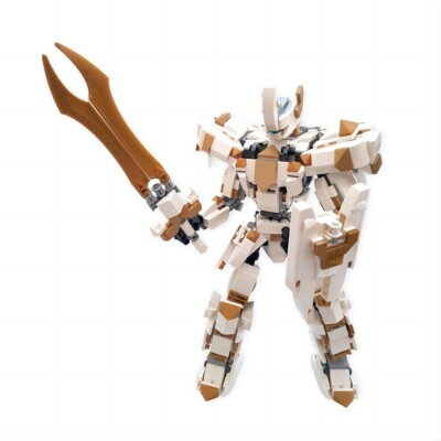 BuildMoc Mk2 White / Gold K_night Mech Model with Sword and Shield Toys ...