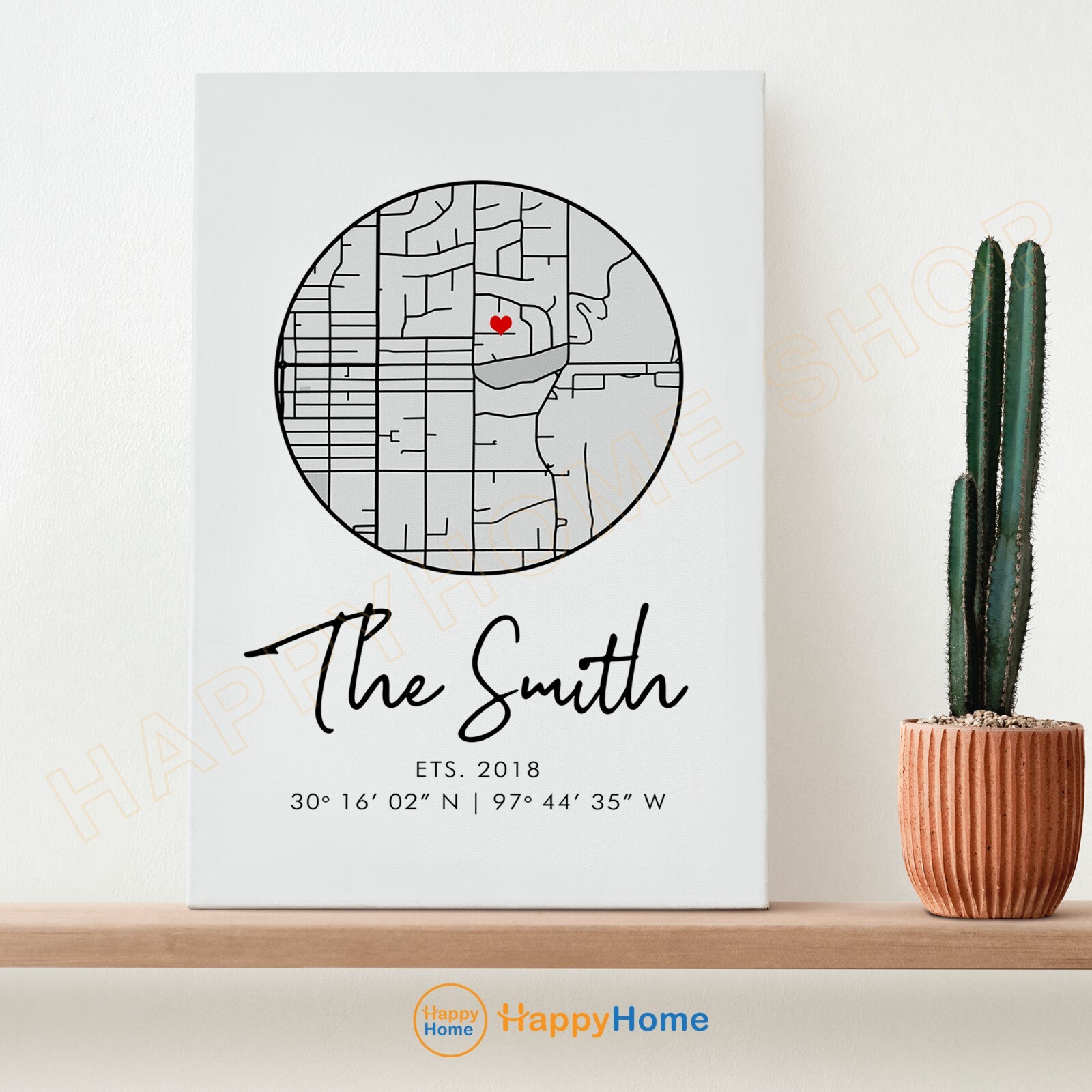 Personalized Map GPS Coordinates Sign Custom Home Address Map Room ...