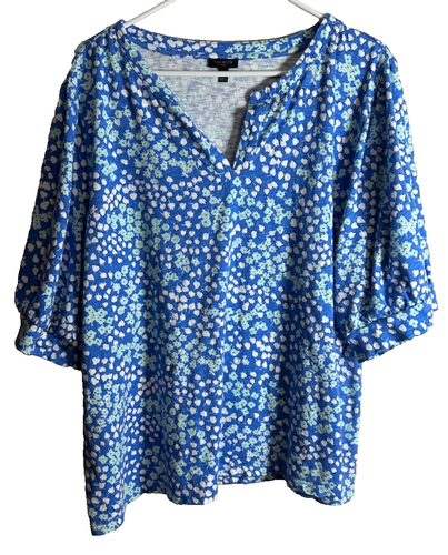 Talbots Plus Women's Pullover Top Blue Floral Print Size 3X | eBay