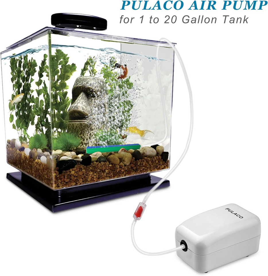 Ultra Quiet Mini Aquarium Fish Tank Air Pump for 1-20 Gallon Fish Bowl ...
