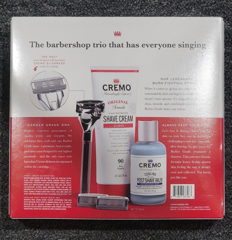 Cremo Barber Grade Shave Kit Gift Bundle Razor Cream After Shave & 3 ...