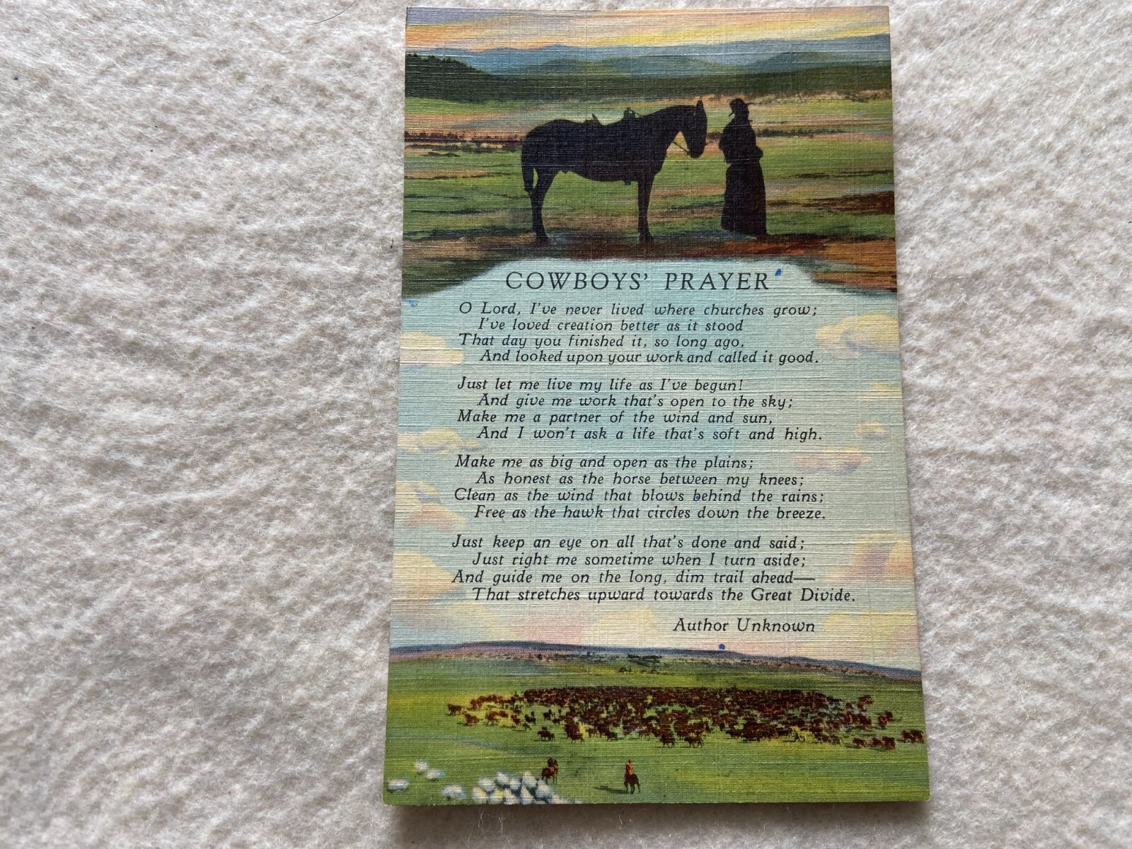 Cowboys Prayer Vintage Postcard | eBay