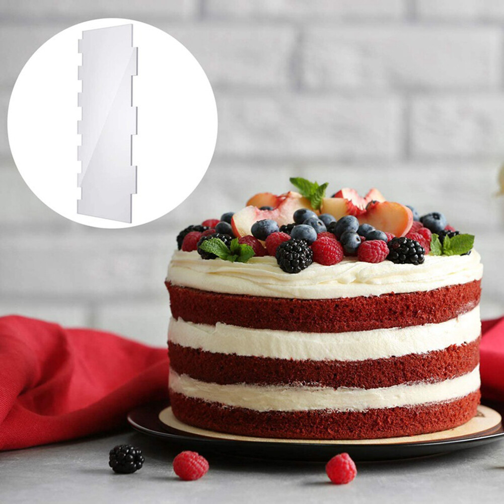 AU Acrylic Cake Scraper Stripes Edge Side Mousse Cream Icing Smoother ...