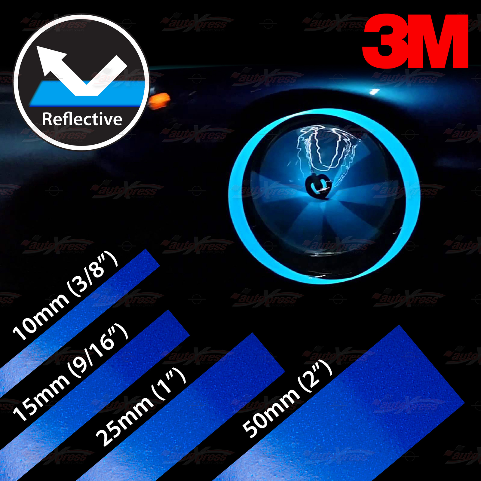 3/8" 9/16" 1" 2" REFLECTIVE Self Adhesive PinStripe Vinyl 3M Decal Tape ...