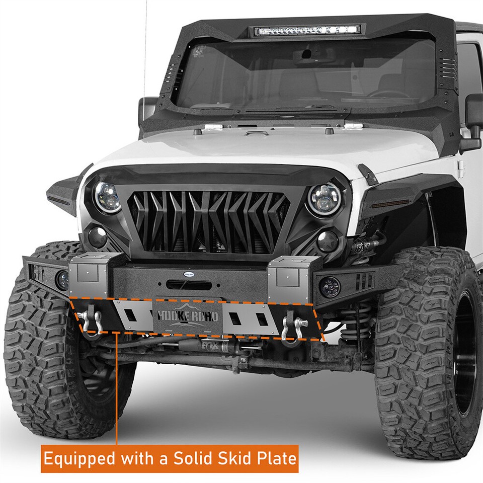Fit 2007-2018 Jeep Wrangler JK Discovery Front Bumper w/Winch Plate ...