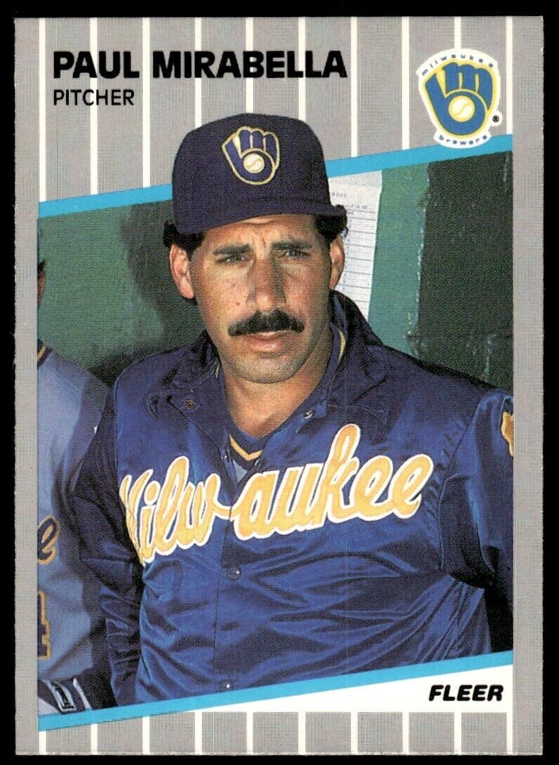 1989 FLEER Baseball Trading Card - PAUL MIRABELLA #192 - Milwaukee Brewers | eBay