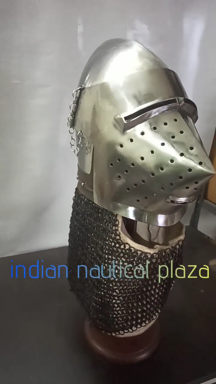 Custom SCA HNB 16 Gauge Steel Medieval Churburg Bascinet Helmet w ...