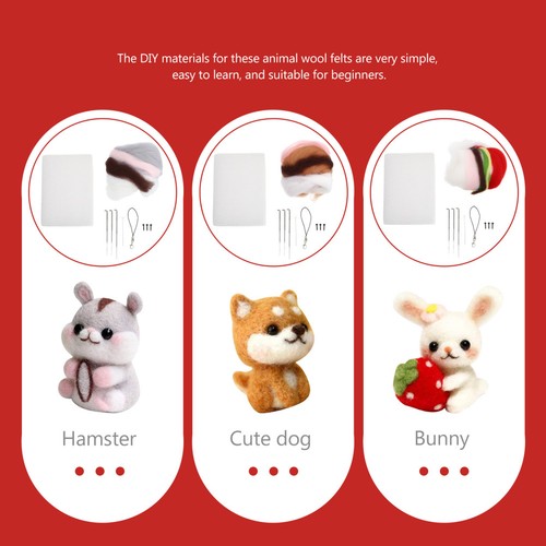 3 Sets Needlework Supplies Felt Animal Kit Creative Animals Craft | eBay UK