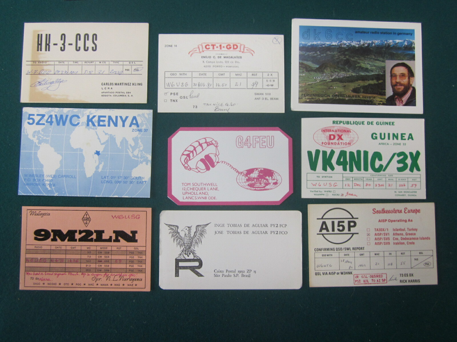 Lot of 9 Short Wave Amateur Radio QSL cards Kenya Germany Portugal ...
