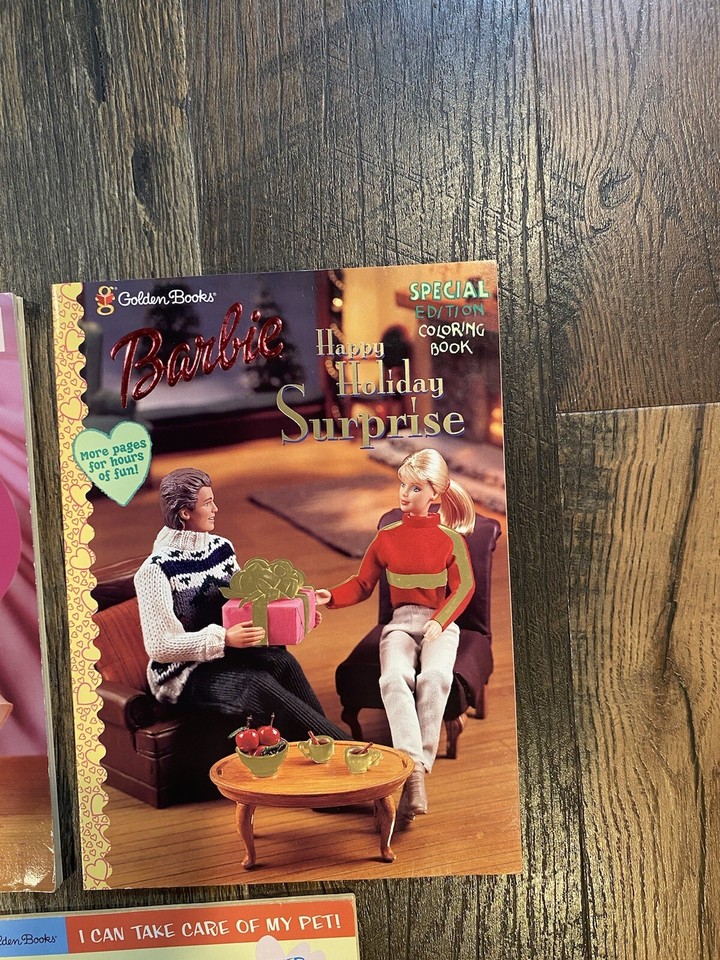 Vintage Mattel Barbie Golden Books Coloring Book Lot Of 3 Holiday ...