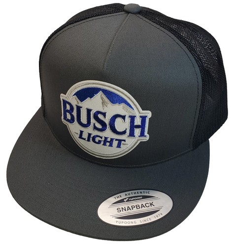 Busch Light Beer Patch on Yupoong Trucker Hat / YP Classics 6006 Charcoal/Black | eBay