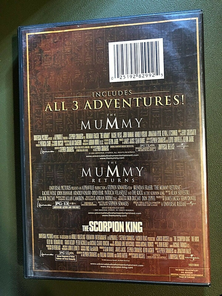The Mummy Collector's Set DVDs 3 Disc Set Mummy 1 & 2 The Scorpion King ...