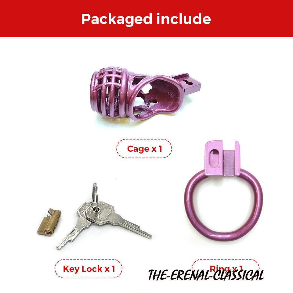 2 Rings Purple Chastity Cage Male Lock Male Gay Ladyboy Chastity Device ...