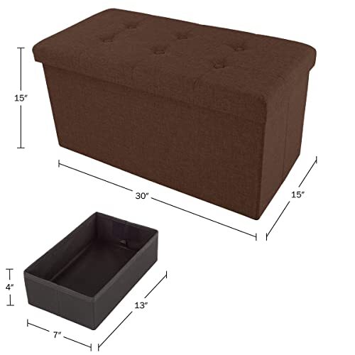 Large Folding Storage Bench Ottoman “ Tufted Cube Organizer Furniture ...
