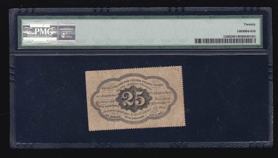 US 25c Fractional Currency 1st Issue Perf w/o Monogram FR 1280 PMG 20 ...