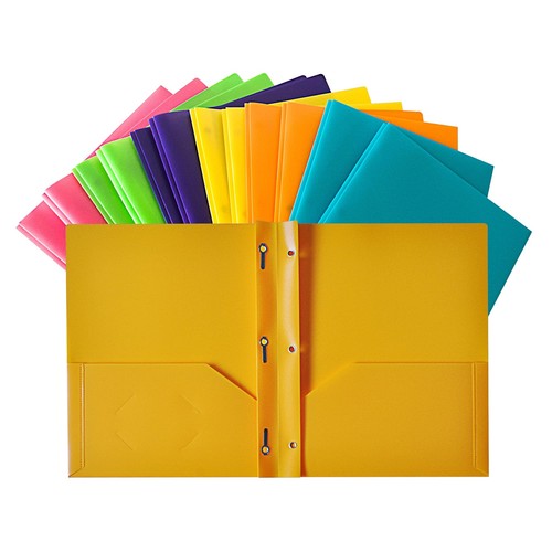 12 Pack Two Pocket Folders with 3 Metal Prong Fasteners, 2 Pocket ...