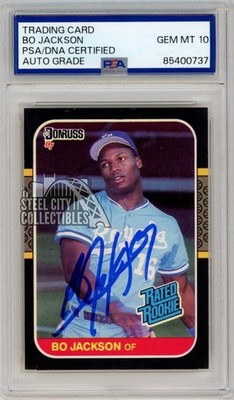 Bo Jackson 1987 Leaf Donruss Rated Rookie Auto Card #35 PSA/DNA 10 (New ...