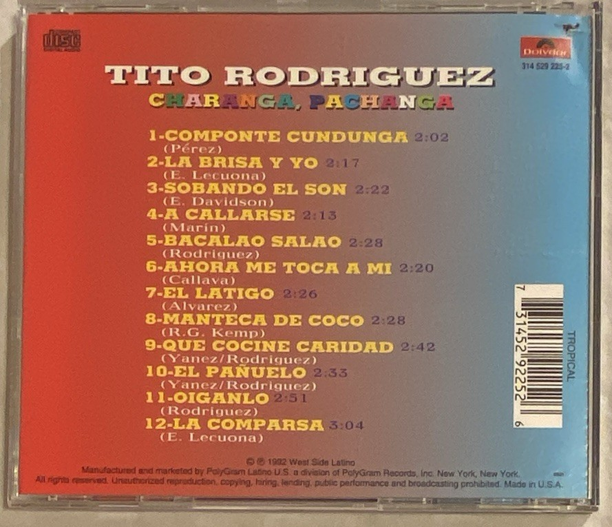 TITO RODRIGUEZ & HIS ORCHESTRA Charanga Pachanga RARE CD Latin Vocal ...