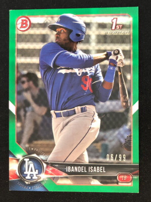 2018 Bowman Ibandel Isabel Los Angeles Dodgers Green SP /99 Card #BP47 ...