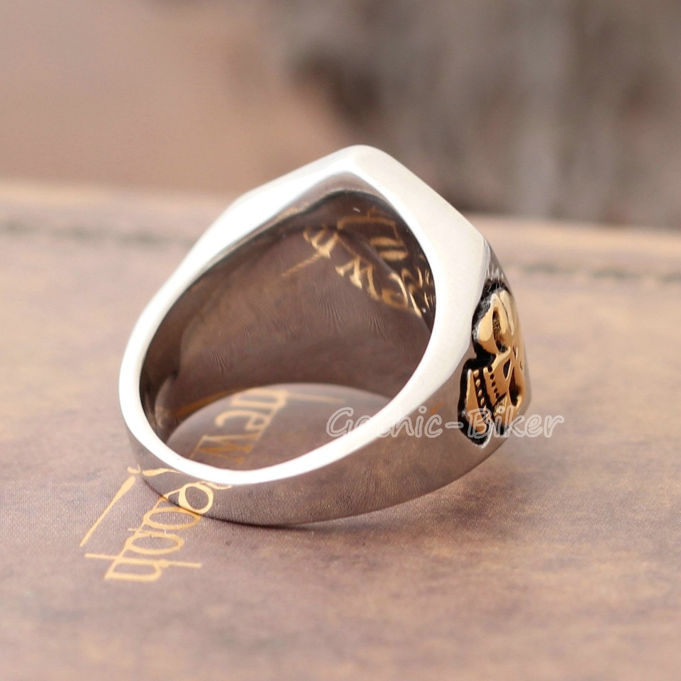 Men 1%er One Percenter Outlaw Biker Motorcycle Club Skull Ring Silver ...