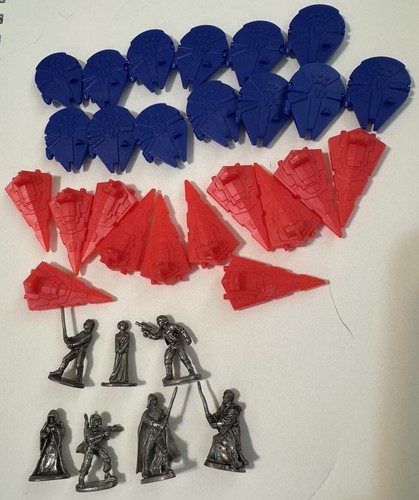 Star Wars Monopoly 7 Pewter Tokens and red. blue spacecrafts | eBay