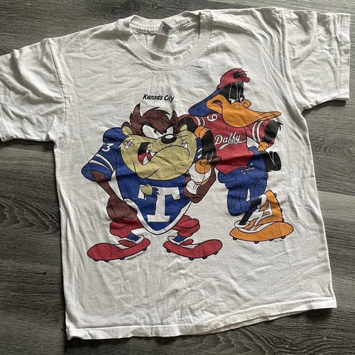 VTG 1993 Looney Tunes Taz & Daffy AOP double sided ( Kansas City) T ...