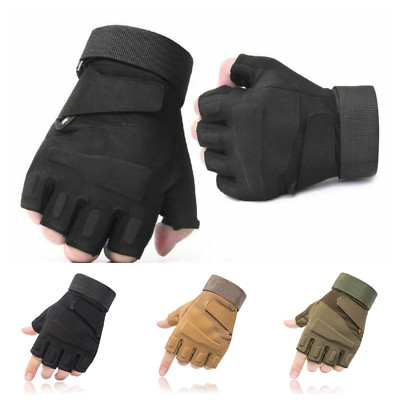 Tactical Hard Knuckle Half Finger Gloves Army Casual Airsoft Work ...
