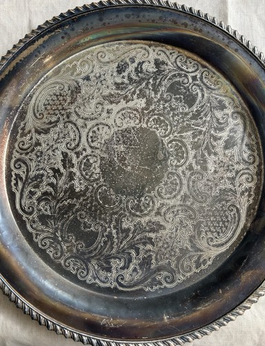 Vintage Ornate Crescent Silverware Co. Round Silver Tray 12.25 ...