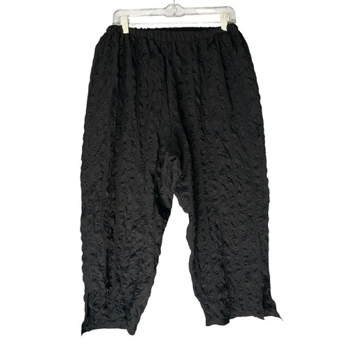 COURTNEY WASHINGTON Cropped Pucker Pants Crinkle Gauze Elastic Stretch ...