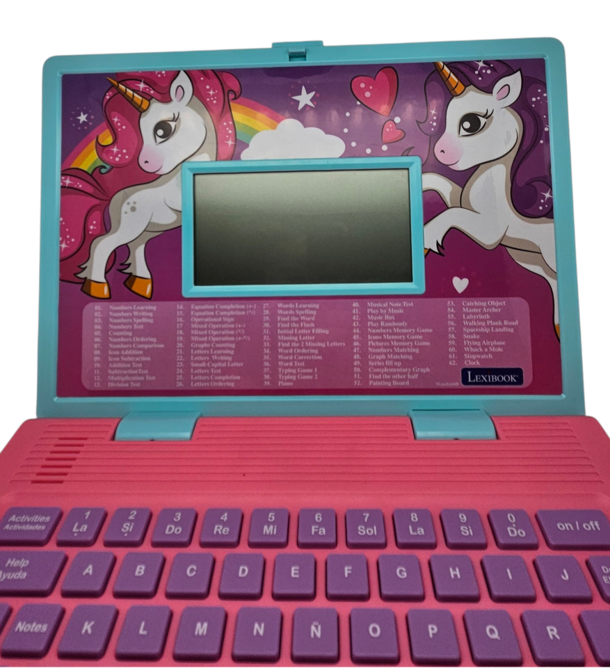 LEXIBOOK Unicorn Educational & Bilingual Learning Laptop 124 Activities ...