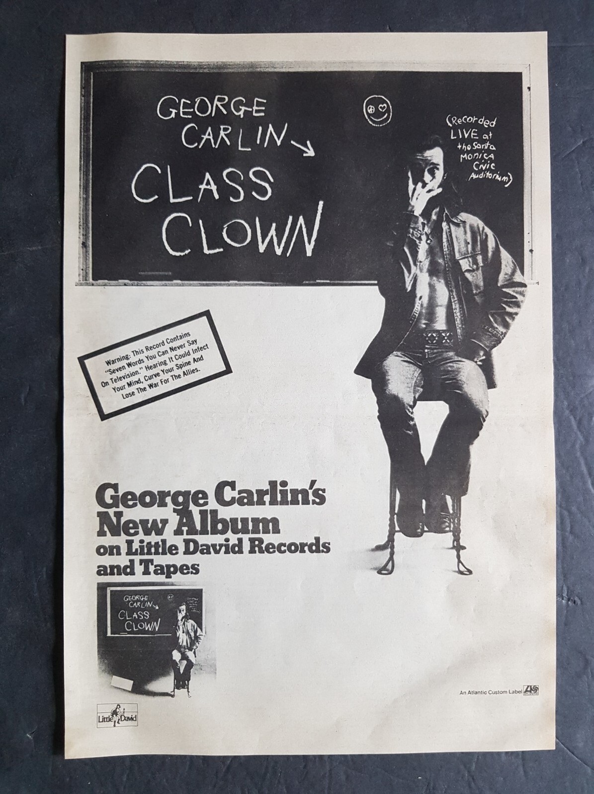 George Carlin Class Clown Album Promo Print Advertisement Vintage 1972 ...