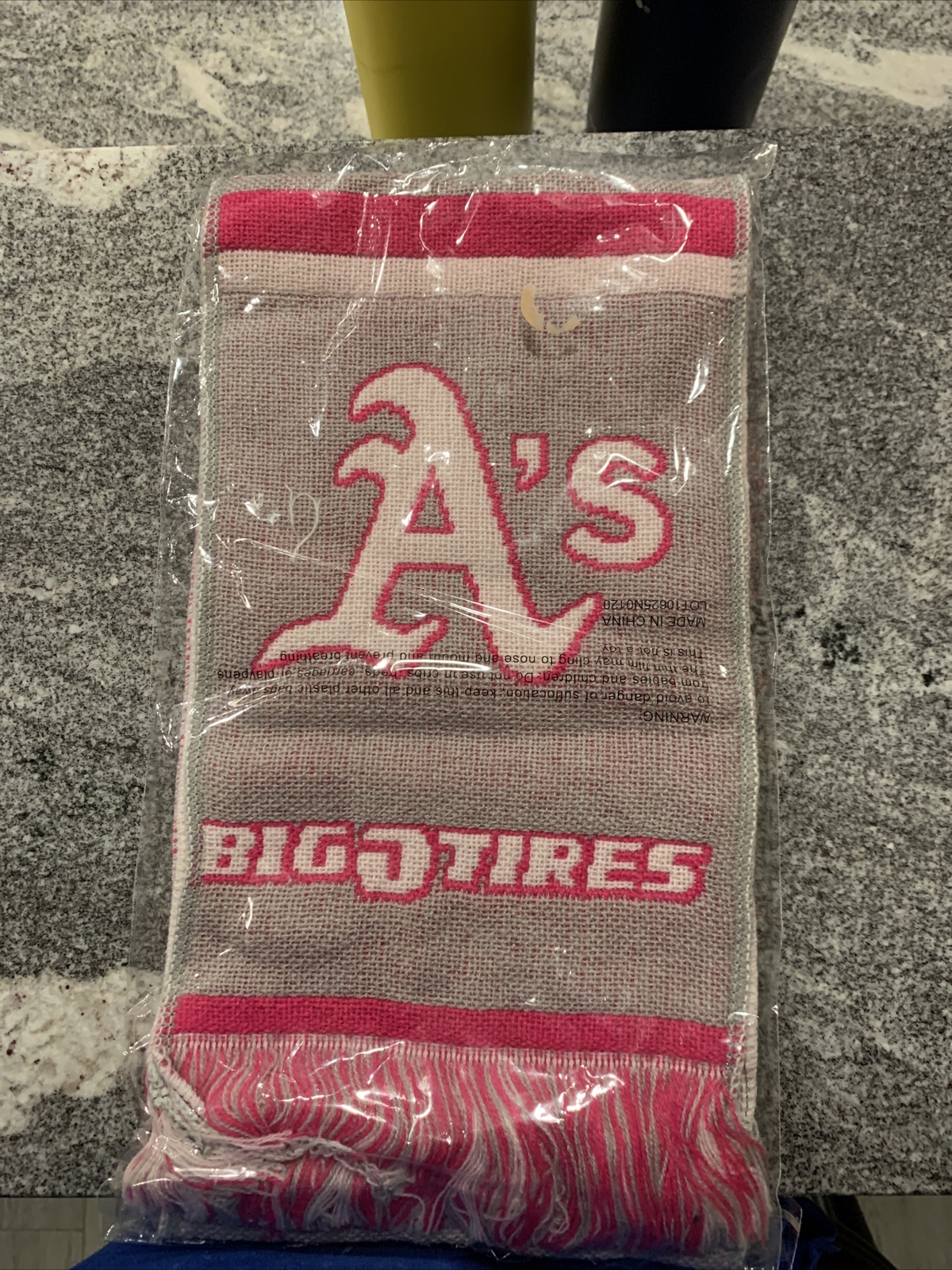 New Oakland ATHLETICS A's MLB SCARF BREAST CANCER Pink & Gray 54" x 7 1 ...