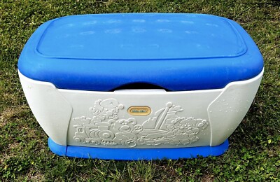 Vintage Blue White Little Tikes Tykes Toy Box Storage Chest | eBay