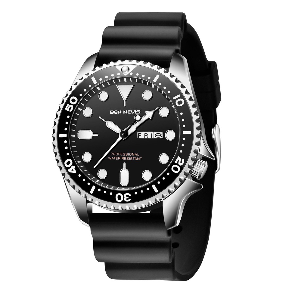 BEN Nevis Men's Quartz Dive Watch Quartz Movement Waterproof Bezel ...