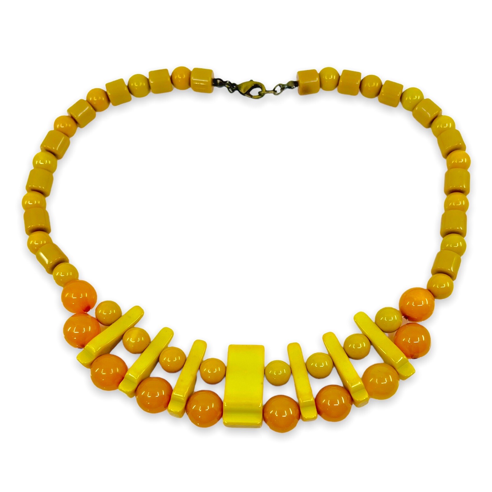 Chartreuse & Orange Bakelite Collar, Bib Necklace, One of a Kind | eBay