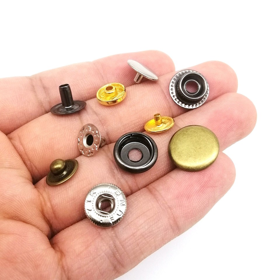 No Sew Snap Button Press Stud Leather Bag Coat Popper Rivet Fastener ...