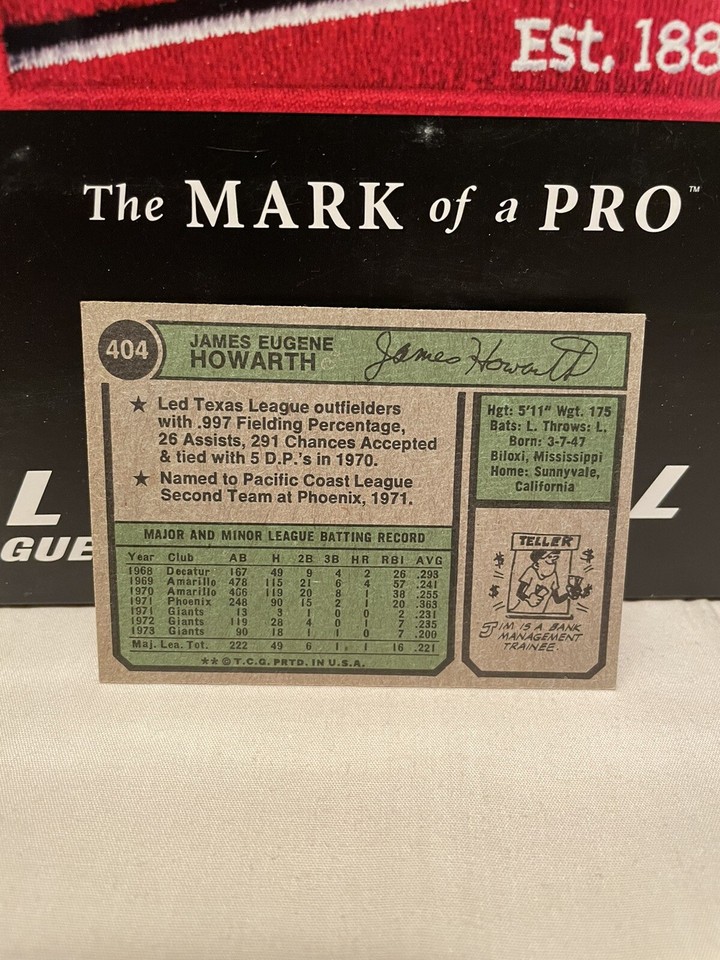 1974 Topps Baseball Card Jim Howarth #404 San Francisco Giants EX ...