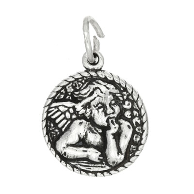 Sterling Silver Round Cherub Baby Angel Charm or Pendant | eBay