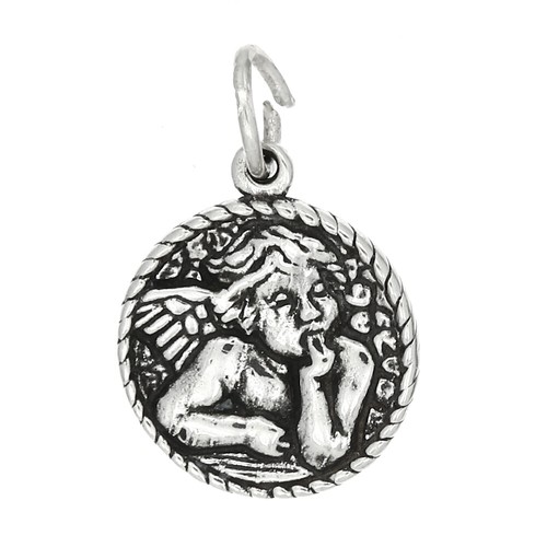 Sterling Silver Round Cherub Baby Angel Charm or Pendant | eBay