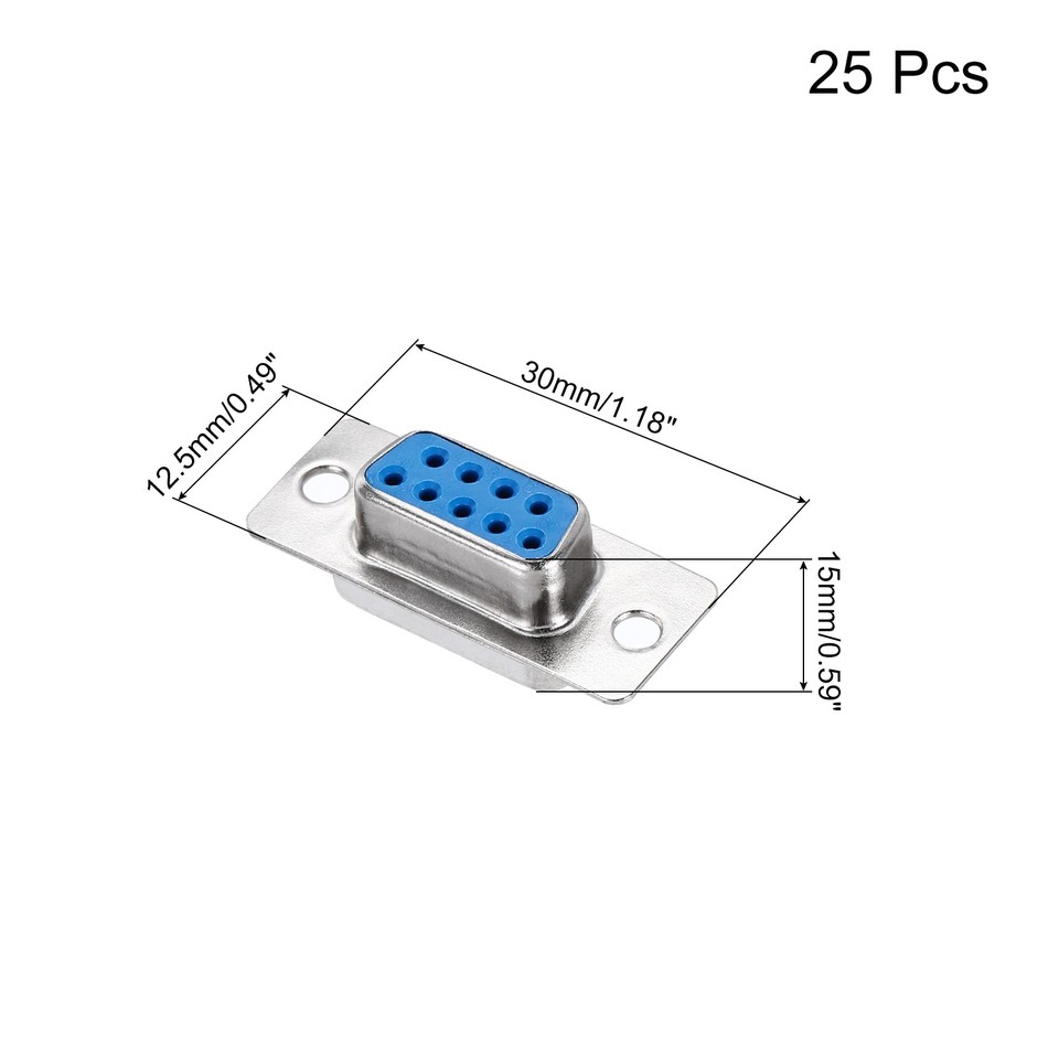 VGA Connector 9-pin 2-Row Female Serial Port Terminal Breakout Pack of ...