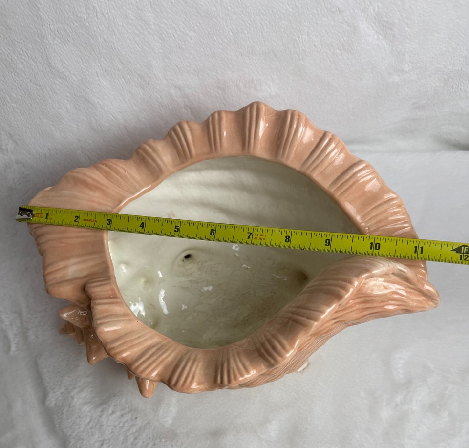 VTG McCoy Pottery Conch Shell Planter Peach Mid Century Nautical 11 ...