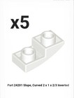 NEW LEGO 24201 x5 WHITE Slope, Curved 2 x 1 x 2/3 Inverted 6172927 | eBay